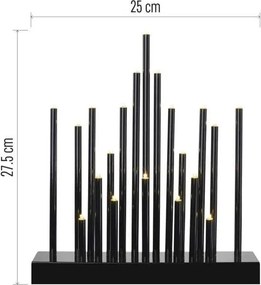 EMOS LED svícen černý 27,5cm s časovačem DCAW04