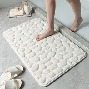 Protiskluzová koupelnová předložka "3D kameny" z paměťové pěny Barva: Bílá, Varianta: 40x60 cm