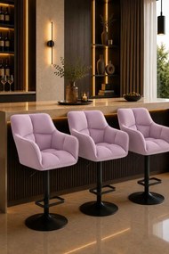 LuxuryForm DESIGN Barová židle AMALFI VELUR na černé kulaté podstavě - levandule