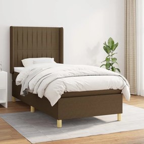 vidaXL Box spring postel s matrací 100 x 200 cm textil [3132129] Barva: tmavě hnědá