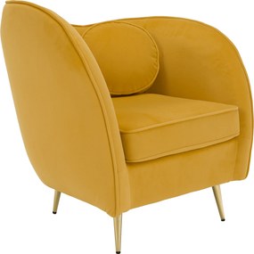 Designové křeslo, žlutá Velvet látka/gold chrom zlatá, EZIO