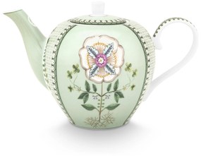 Pip Studio Lily &amp; Lotus čajová konvice 1,6l, zelená (Porcelánová čajová konvice)