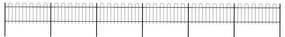 Zahradní plot s obloukem nahoře ocelový 1005 x 80 cm černý 277652