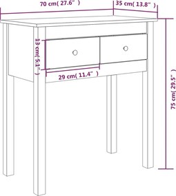 vidaXL Konzolový stolek 70 x 35 x 75 cm masivní borové dřevo [814612] Barva: Přírodní