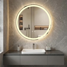 Costway 60 cm kulaté LED osvětlené zrcadlo koupelnové zrcadlo s nastavitelným