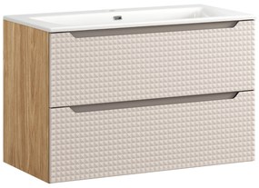 Comad Koupelnová skříňka s keramickým umyvadlem Luxor Beige 90 cm - béžová