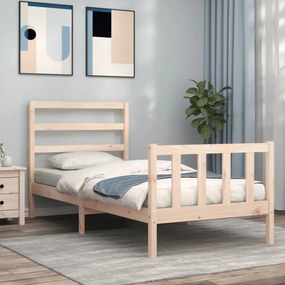vidaXL Rám postele s čelem 90 x 190 cm masivní dřevo [3191874] Barva: Přírodní