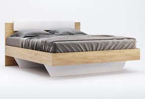 Postel 180x200 měkké čelo dub craft / bílý Asti