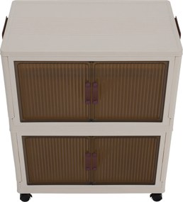 Skládací skříňka, bílá/hnědá, plast, POSA TYP 1