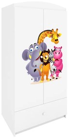 Dětská skříň Babydreams 90 cm ZOO bílá