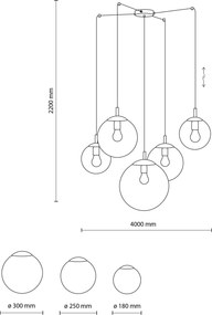 TK Lighting Černý závěsný lustr Esme pro žárovku 5x E27 TK4796