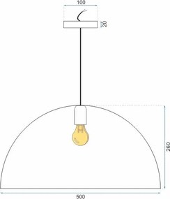 Toolight - Stropní lampa závěsná kovová miska 50cm 1xE27, černá, OSW-05011