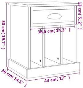 Noční stolek kouřový dub 43 x 36 x 50 cm - Default Title