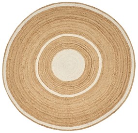 Kulatý jutový koberec ø 140 cm béžový/bílý HALFELI Beliani