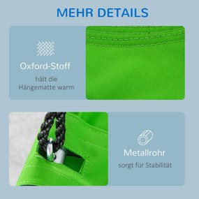 Outsunny Kulatý Houpací Hnízdo s Odnímatelným Stanem Ø 100 cm, 4 Kroužky Součástí, Epoxidová Ocel, Oxford Vysoké Hustoty - Zelená a Modrá