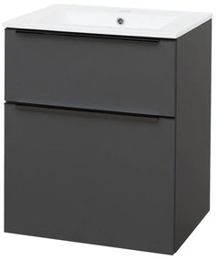 Mereo Mereo, Mailo, koupelnová skříňka s keramickým umyvadlem 61 cm, bílá, dub, antracit, CN530B