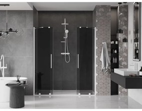 Mexen Velar Duo, posuvné sprchové dveře do otvoru 170 cm, 8mm šedé sklo, bílá matná, 871-170-000-42-20