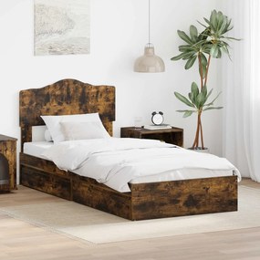 Postel s úložným prostorem se zásuvkou Kouřový dub 100 x 200 cm 3413128