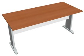 Stůl jednací rovný 180 cm - Hobis Cross CJ 1800 Dekor stolové desky: třešeň, Dekor lamino podnože: bílá, Barva nohou: Stříbrná