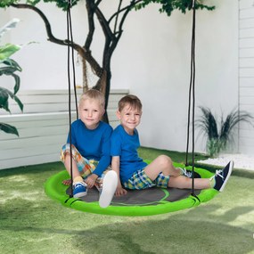 Outsunny Hnízdová houpačka Ø110 cm, závěsná houpačka do 100 kg, nastavitelná dětská houpačka, zahradní hnízdová houpačka pro děti ve věku 3-12 let, z…