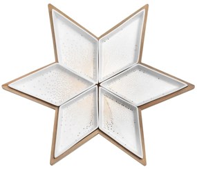 räder Servírovací podnos s miskami Star 40 cm, bílá barva, dřevo, porcelán