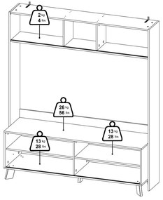 Bílá/v přírodní barvě TV sestava v dekoru dubu 159x181x48 cm Ikast – Tvilum