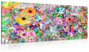 Obraz pestrobarevné květiny - 120x60 cm