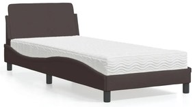 Postel s matrací Dover tmavě hnědá 90 x 200 cm textil 3208327