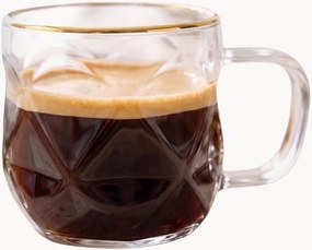 Sada pohárků na espresso z borosilikátového skla Geo Gold, 4 díly