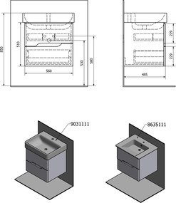 Sapho MEDIENA 57 x 50,7 x 48,5 cm MD062 umyvadlová skříňka bílá mat/dub natural