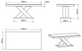 Konferenční stolek XENON MINI (bílá lesk/černá lesk/bílá lesk)