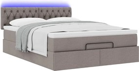 Osmanská postel s matrací &amp; LED Taupe 140x190 cm Látka 3312392