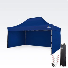 BRIMO Nůžkový stan 3x4,5m - s 3 stěnami - Modrá P. Alu