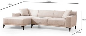 Designová rohová sedačka Dellyn 250 cm bílá - levá