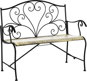 Outsunny Zahradní lavička v retro stylu, 2-místná venkovní lavička, 100x50x88cm, černá | Aosom