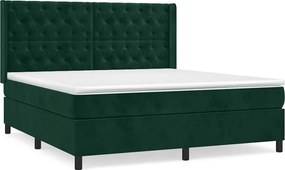 Box spring postel s matrací tmavě zelená 160x200 cm samet 3132870