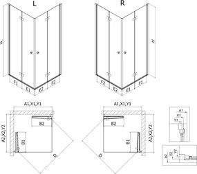 Mexen Mist-F Duo, skládací sprchový kout 85 x 75 cm, čiré sklo, černý profil, 8A6-085L-075P-70-00