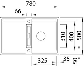 Blanco Adira 45 S, silgranitový dřez 780x500x200 mm, 1-komorový, šedá vulkán, BLA-527588