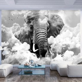 Fototapeta - Elephant in the Clouds (Black and White)