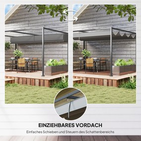 Outsunny pergola 4x3m zahradní pavilon, ocelové zastřešení terasy, zahradní pavilon s nastavitelnou střechou, volně stojící, ochrana před sluncem pro…