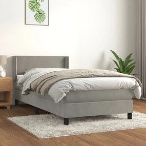 vidaXL Box spring postel s matrací 80 x 200 cm samet [3130808] Barva: světle šedá