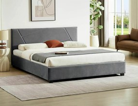 Dvoulůžková čalouněná postel Columbia Velvet 160x200 s úložným prostorem šedá
