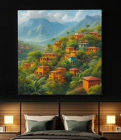 Obraz na plátně - Kostarická vesnička v kopcích FeelHappy.cz Velikost obrazu: 100 x 100 cm