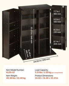Úložná skříňka na média, 4patrový organizér na DVD VEVOR – 610 × 368 × 846 mm