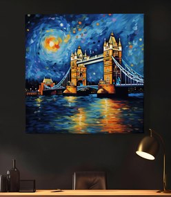Obraz na plátně - Tower Bridge v Londýně v noci FeelHappy.cz Velikost obrazu: 60 x 60 cm