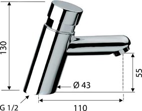 Bruckner Tempor umyvadlová baterie na studenou vodu s tlačným ventilem chrom 937.001.1