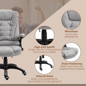 Kancelářská židle Vinsetto s masážní a tepelnou funkcí, ergonomická, výškově nastavitelná, bez tření, 6 masážních bodů, 68 Š x 72 H x 110-120 V cm, š…