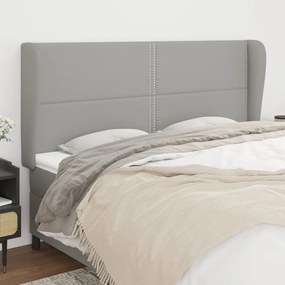 Čelo postele typu ušák světle šedé 203x23x118/128 cm textil 3117838
