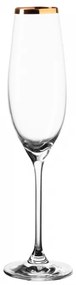 Sklenice na šampaňské s pozlaceným okrajem 210 ml - Premium Glas Crystal (321810)