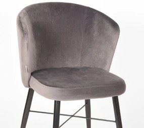 LABEL51 Sametová jídelní židle WAVE šedá Color: Grey UK-30.168